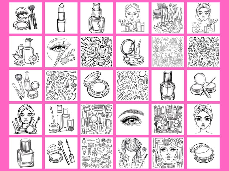 Cosmetic Coloring Pages | 114 Makeup Designs, Fun & Relaxation (digital ...