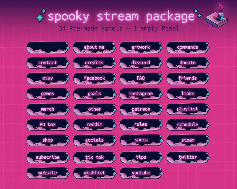 Animated Cute Twitch Overlay Stream Package Twitch, Youtube, Streamer ...