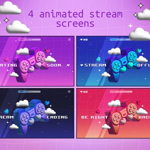 4 Animated Twitch Screens Stream Screens: Gaming Overlay 3D Joystick ...
