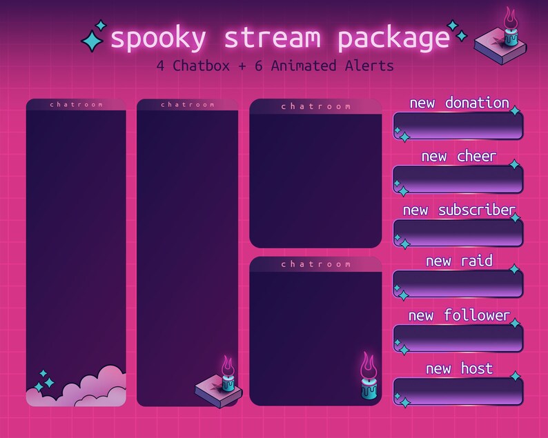 Animated Cute Twitch Overlay Stream Package Twitch, Youtube, Streamer ...