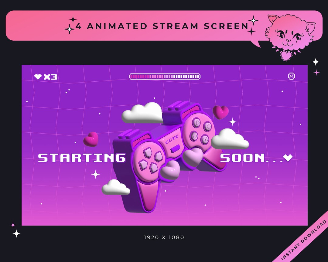 4 Animated Twitch Screens Stream Screens: Gaming Overlay 3D Joystick ...