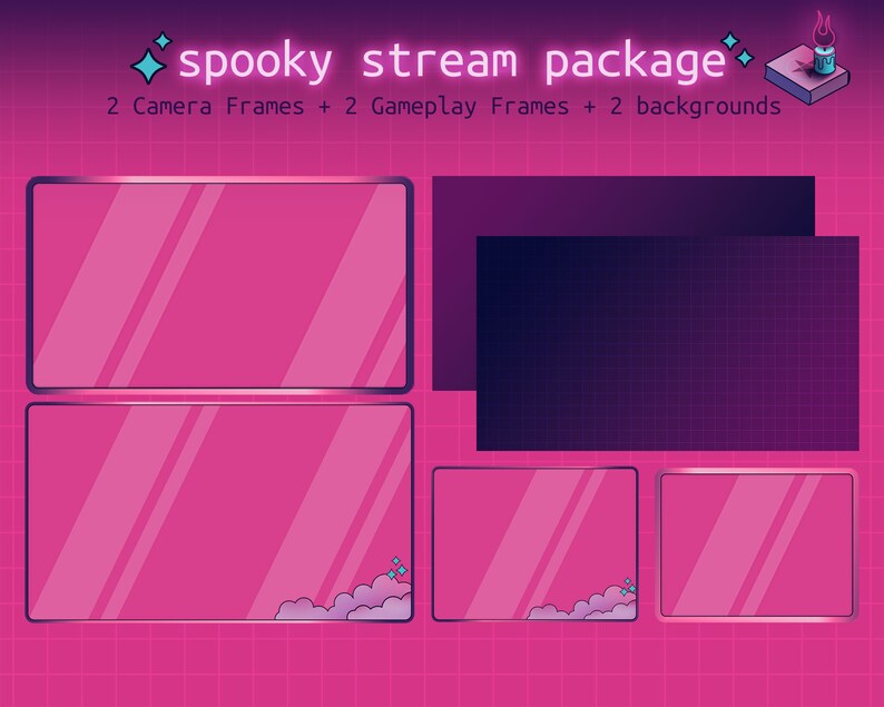 Animated Cute Twitch Overlay Stream Package Twitch, Youtube, Streamer ...