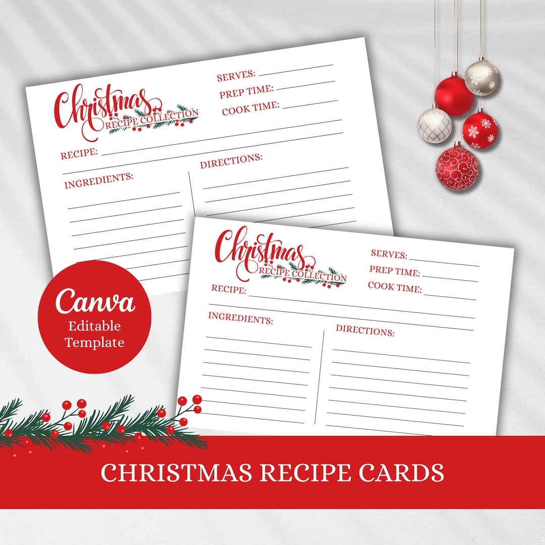 Recipe Cards: Christmas Printable Recipe Collection, Holiday Dish ...