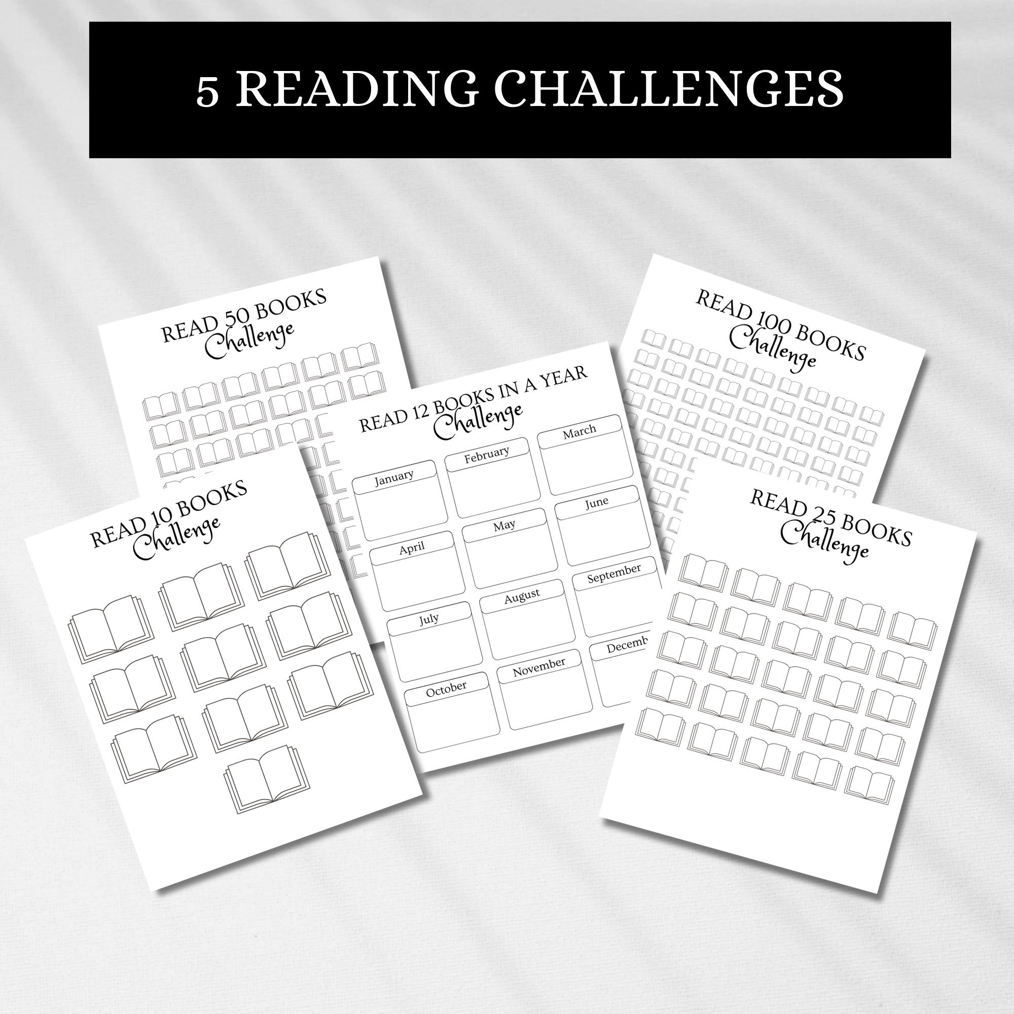 Printable Reading Planner, Book Tracker, Reading Challenges, Reading ...
