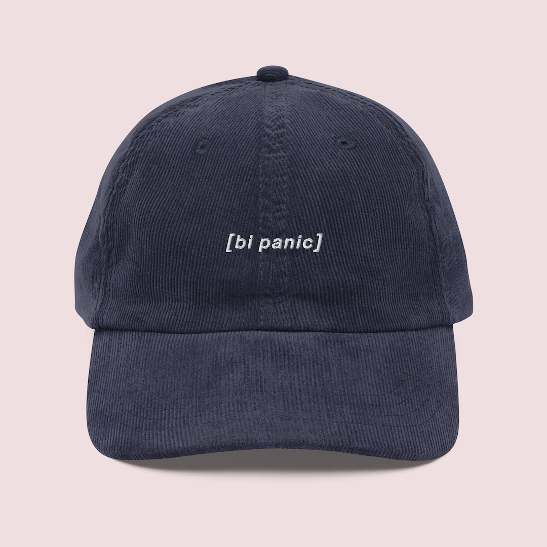 Bi Panic Hat, Embroidered Corduroy Cap, LGBTQ Queer Apparel, Bisexual ...