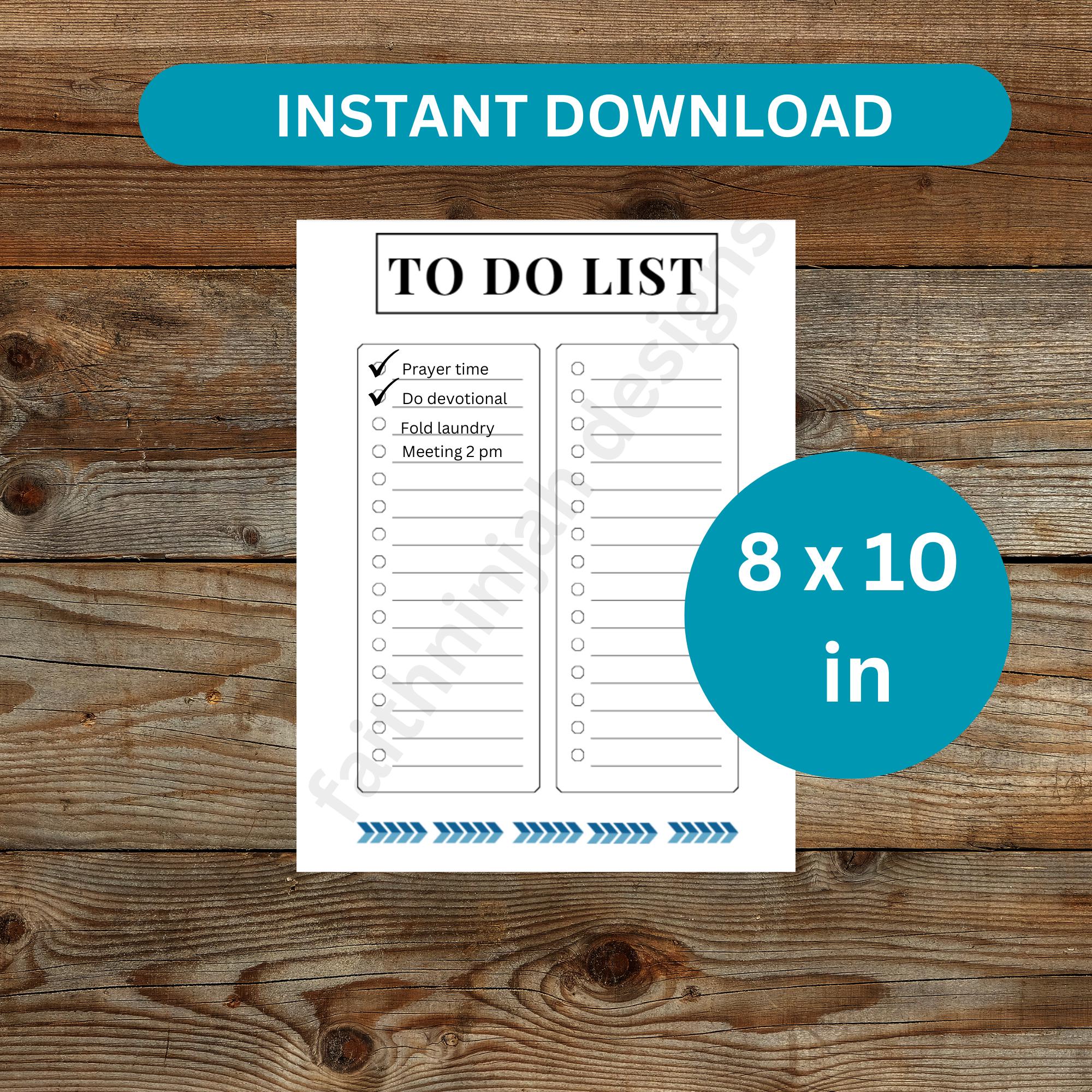 To Do Checklist, Printable PDF, Things to Do, Items to Complete, Tasks to Do - Etsy