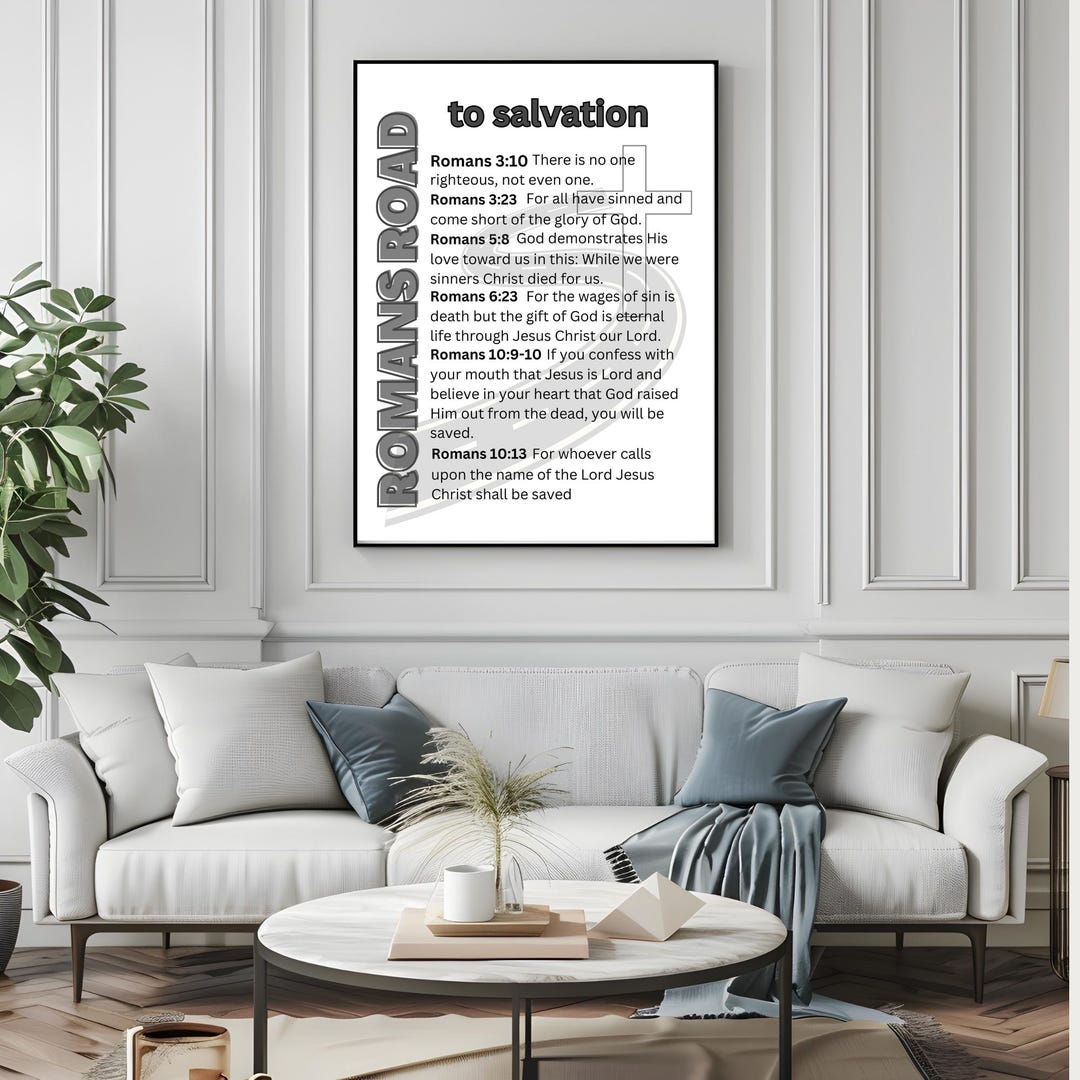 Romans Road Scripture Art: Minimalist Christian Bible Verse Print (PDF ...