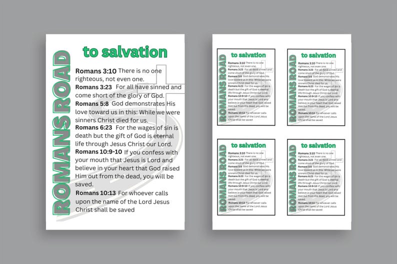 Romans Road Salvation Tract: Christian Evangelism Cards (PDF Download ...
