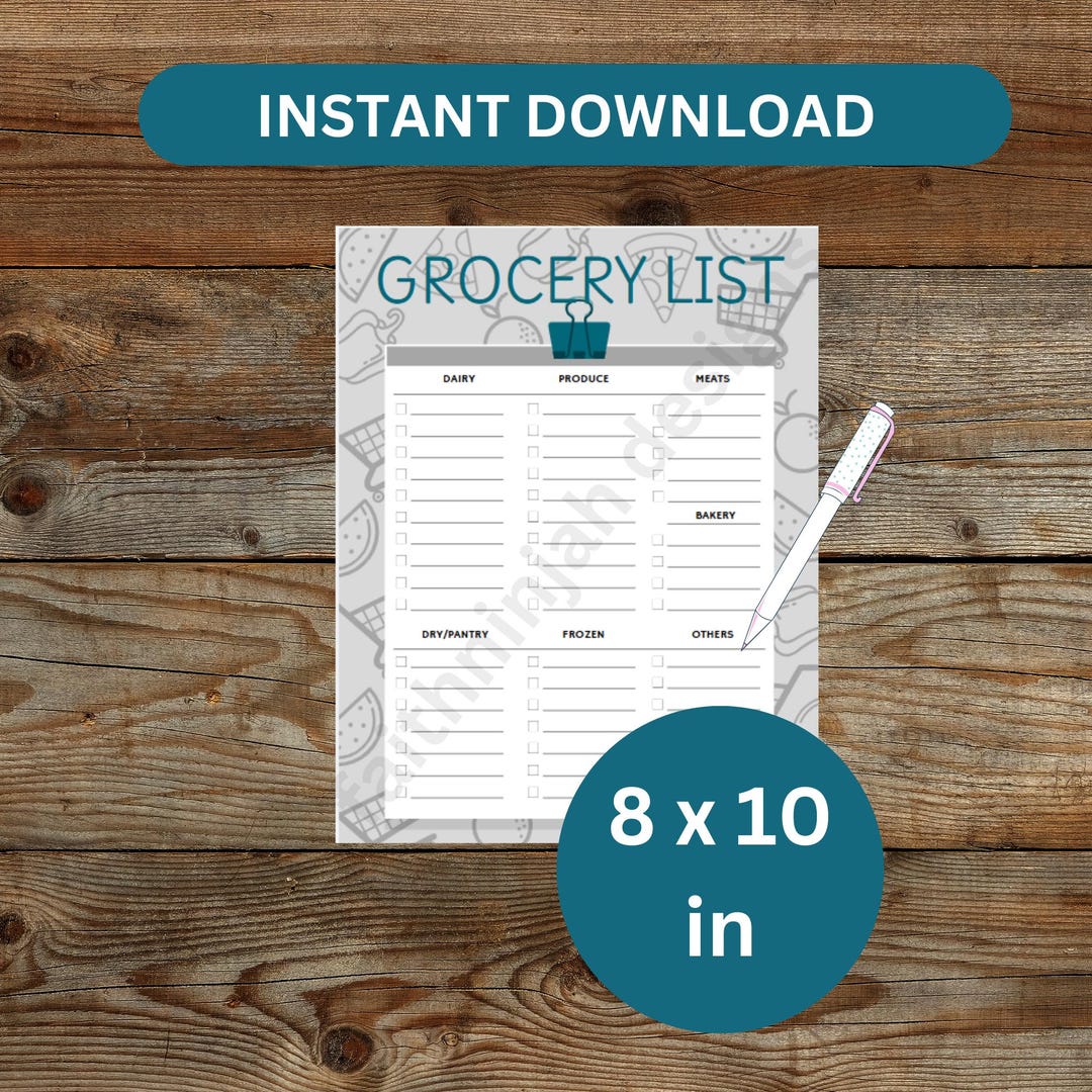 Printable Grocery List | Shopping List Template | Meal Planning PDF ...