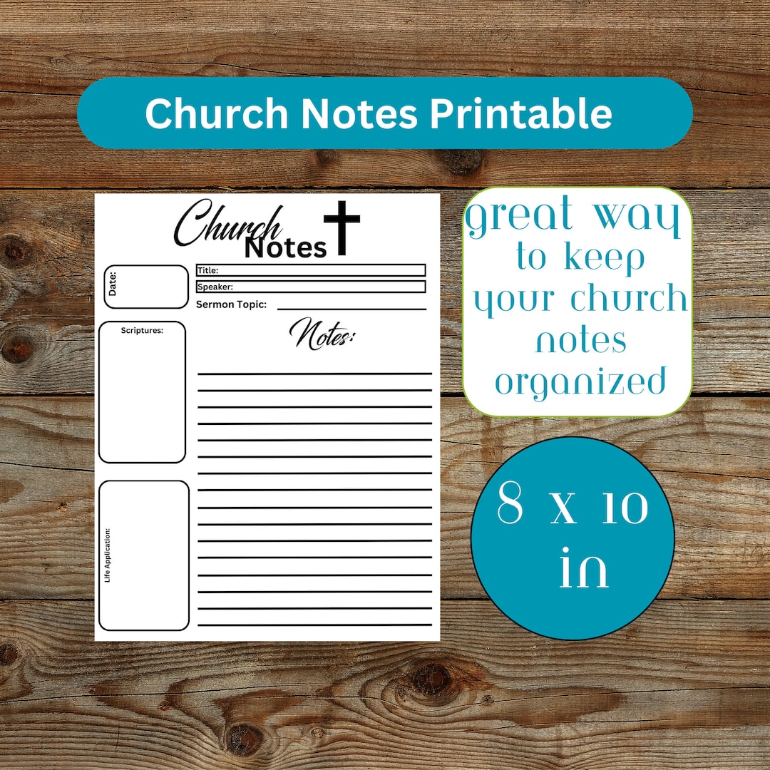 Sermon Notes Template for Church Notes Printable Bible Sermon Notes ...