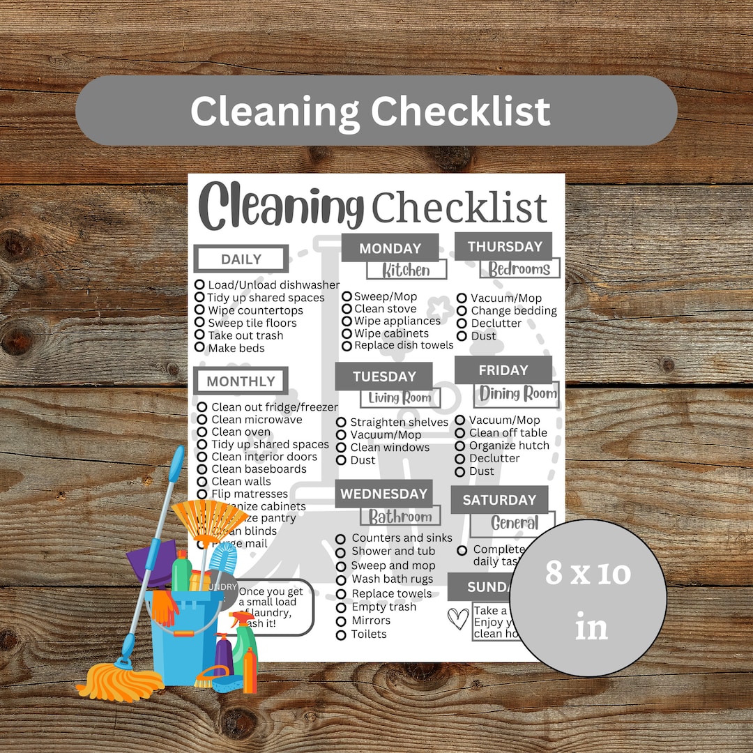 Printable Cleaning Checklist | Home Cleaning Schedule | Editable PDF ...