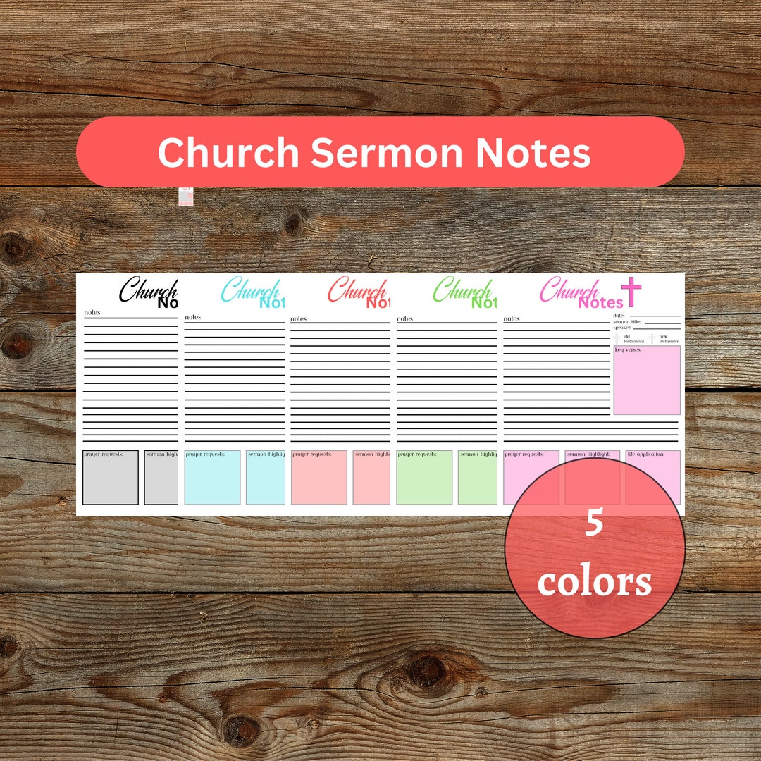 Sermon Notes Template for Church Notes Printable Bible Sermon Notes ...