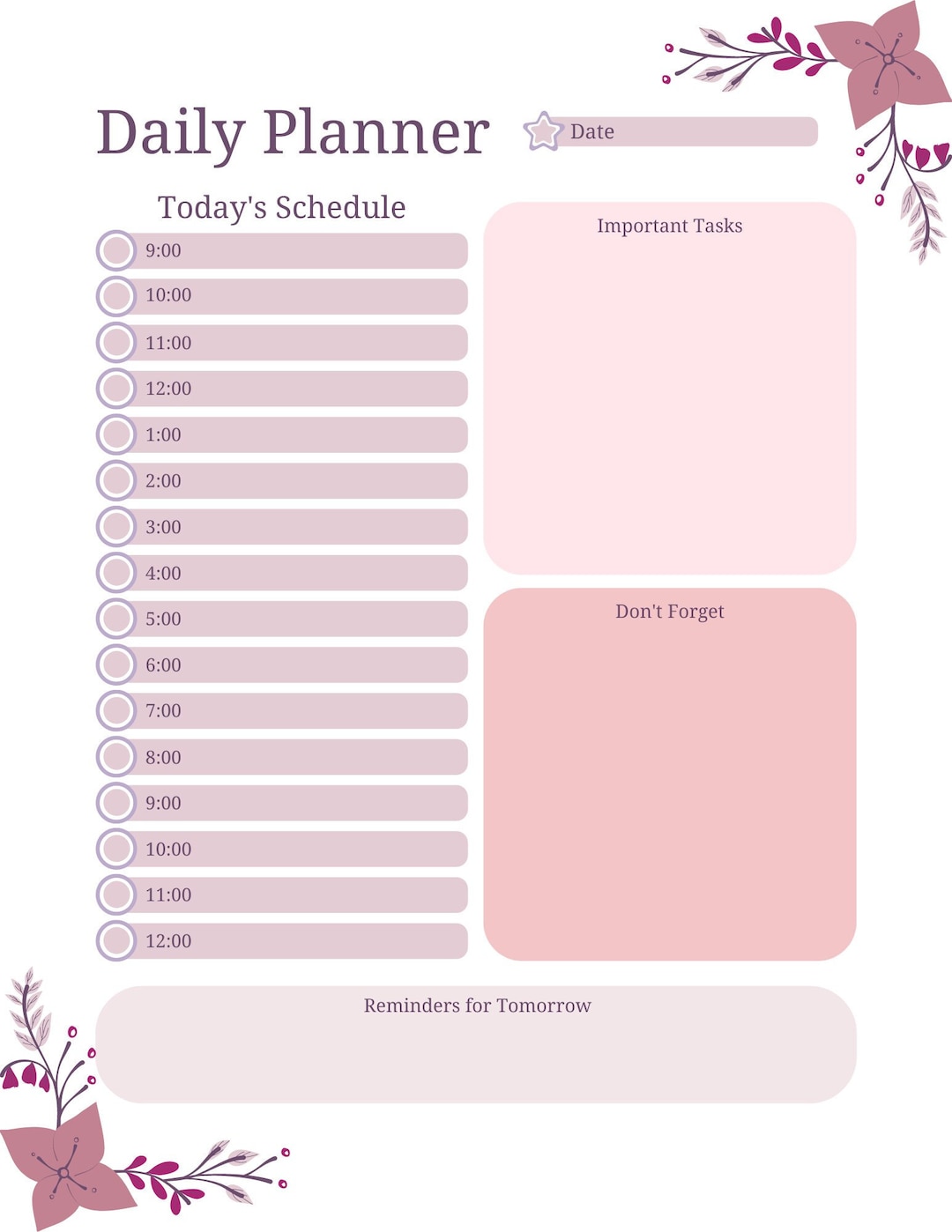 Printable Daily Planner | Schedule, To-do List (digital Edition) - Etsy