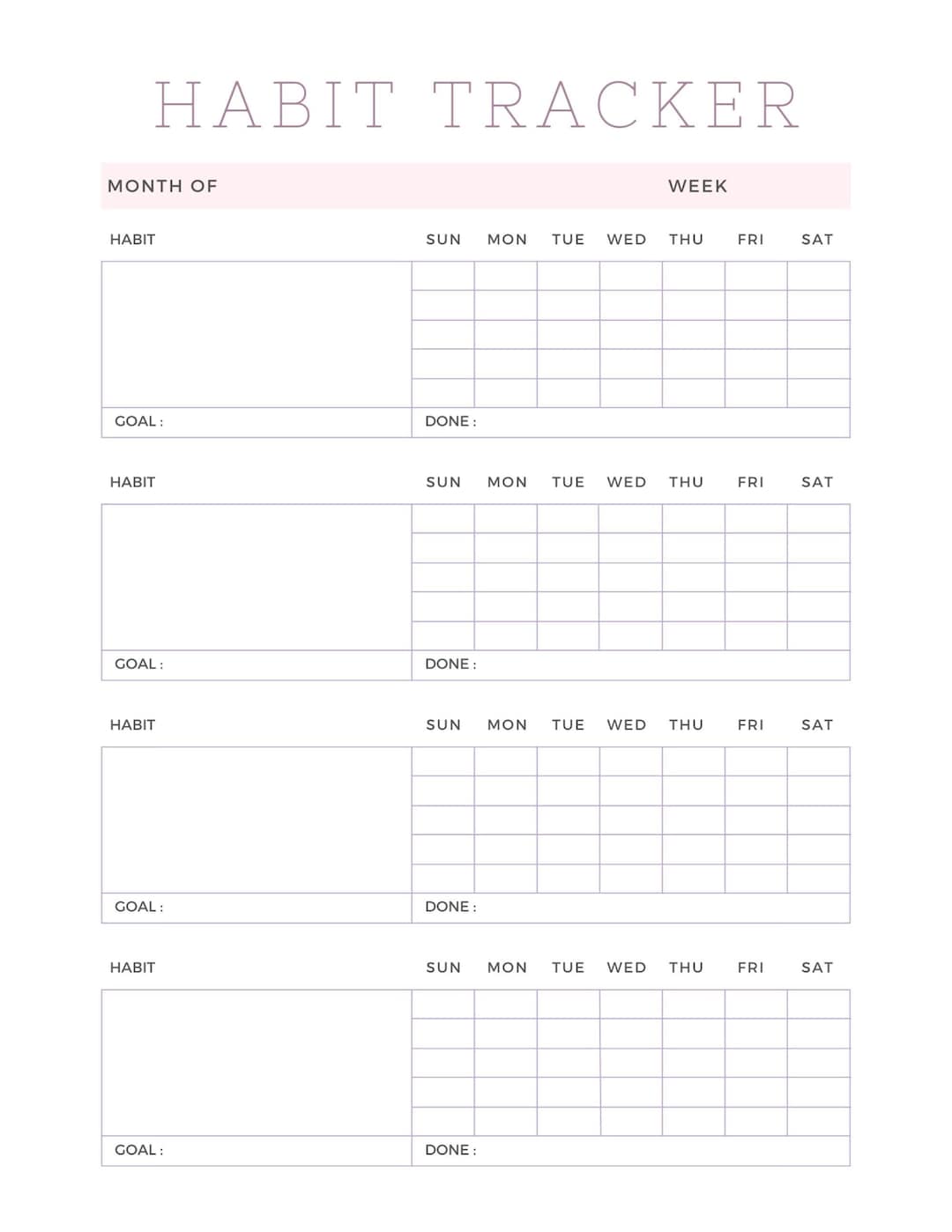 Daily Printable Habit Tracker | Digital Habit Tracker | Daily, Weekly ...