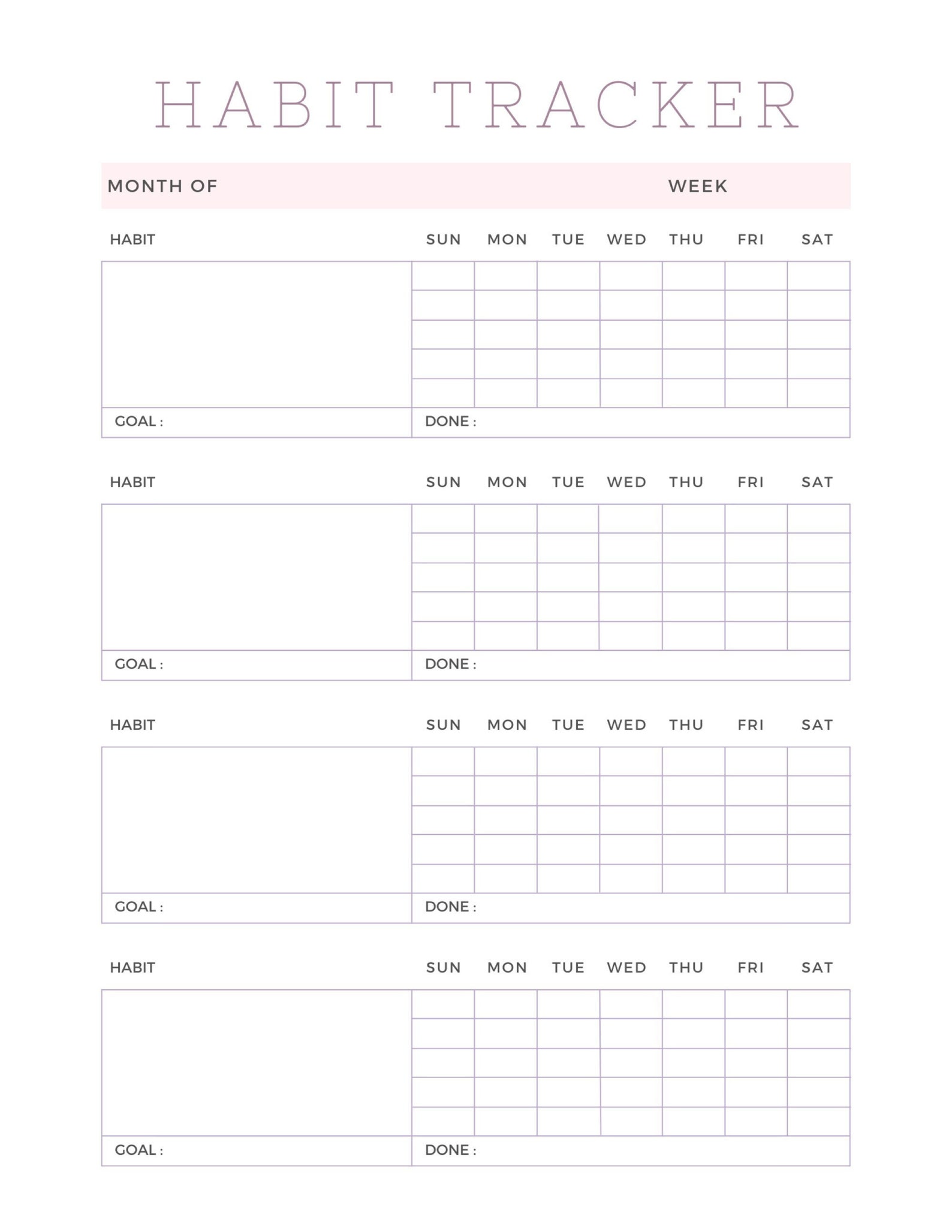 Daily Printable Habit Tracker | Digital Habit Tracker | Daily, Weekly ...
