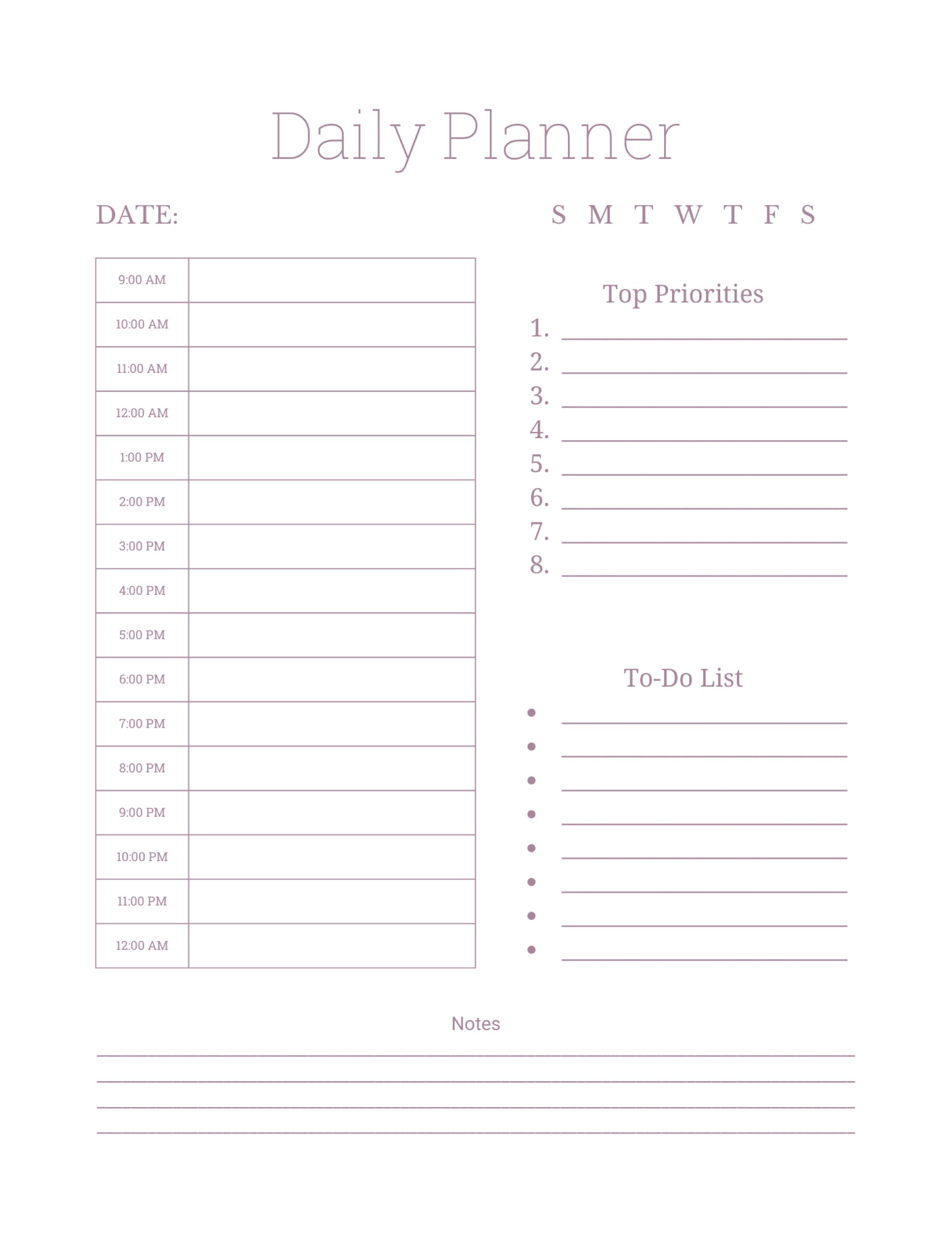 Printable Daily Planner | Digital Daily Planner | To-do List ...