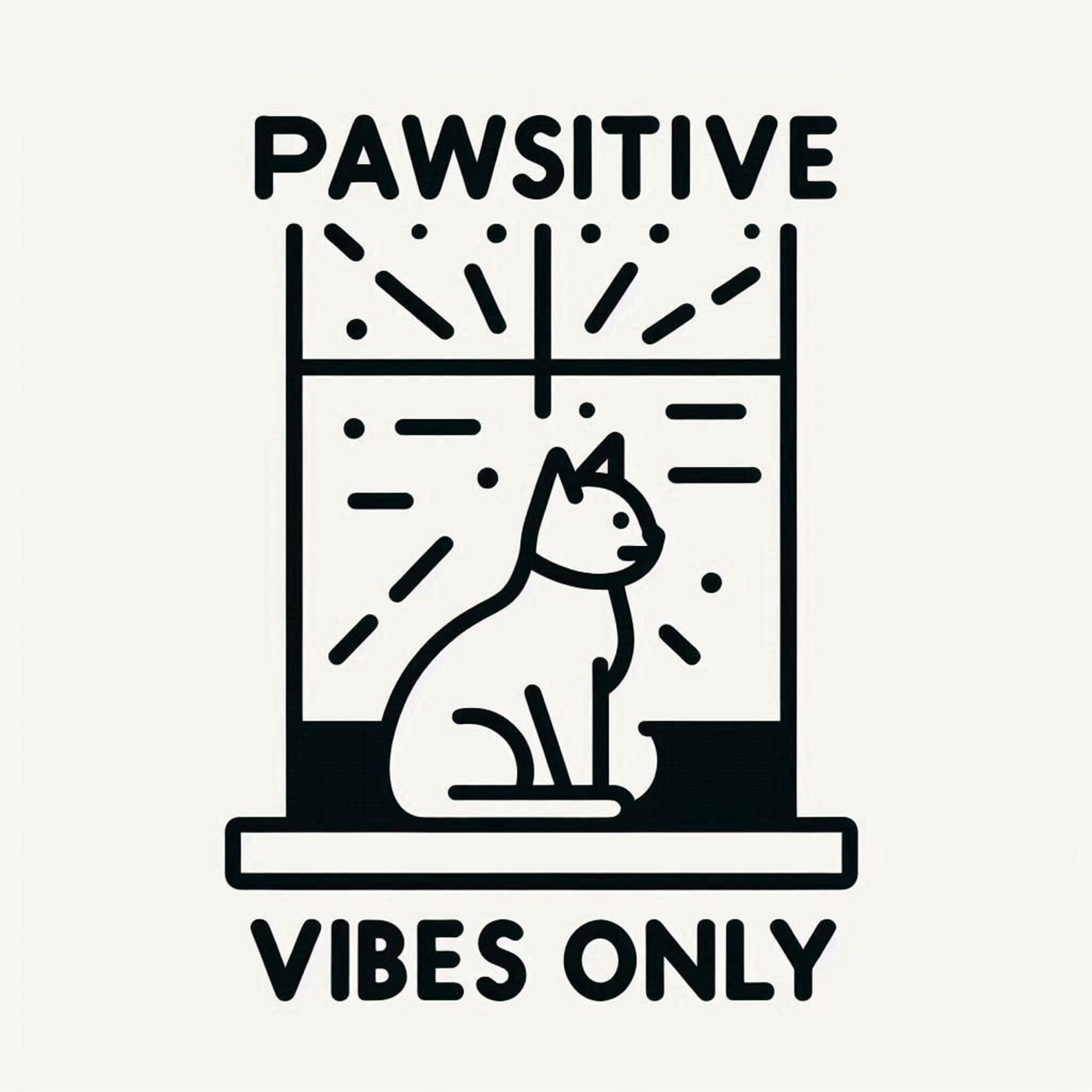 Cat Positive Vibes Lineart Catperson Catlover Prints Digital Pawsitive ...