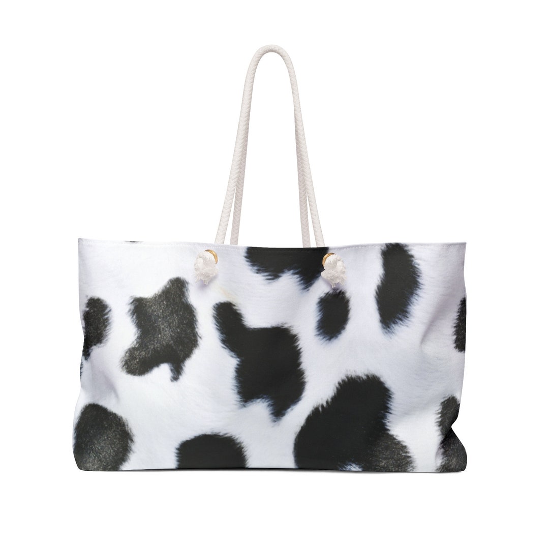 Cow Print Weekender Tote Bag: Oversized Travel Bag With Rope Handles - Etsy
