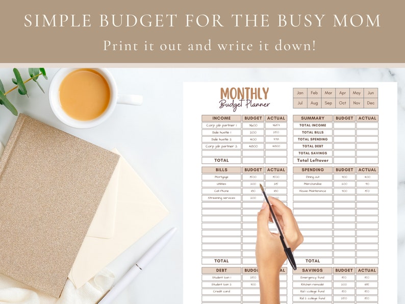 Monthly Budget Printable Planner | A5 Budget Template Printable ...