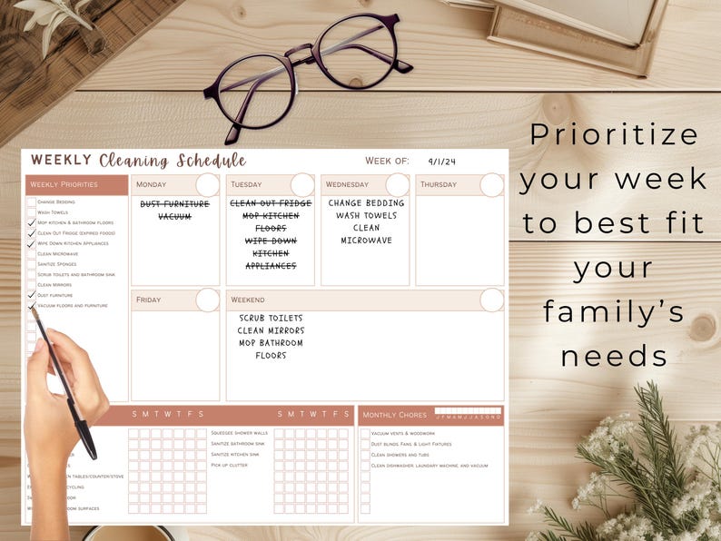 Weekly Cleaning Checklist, Weekly Cleaning Checklist, Printable ...