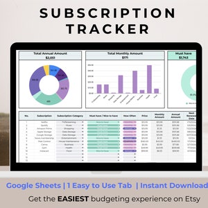 Subscription Tracker Google Sheets Template | Membership Tracker | Bill ...