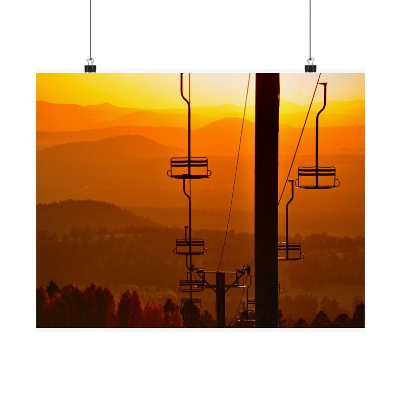 Matte Posters, Arizona Snowbowl Chairlift Golden Sunset Wall Art, Home ...