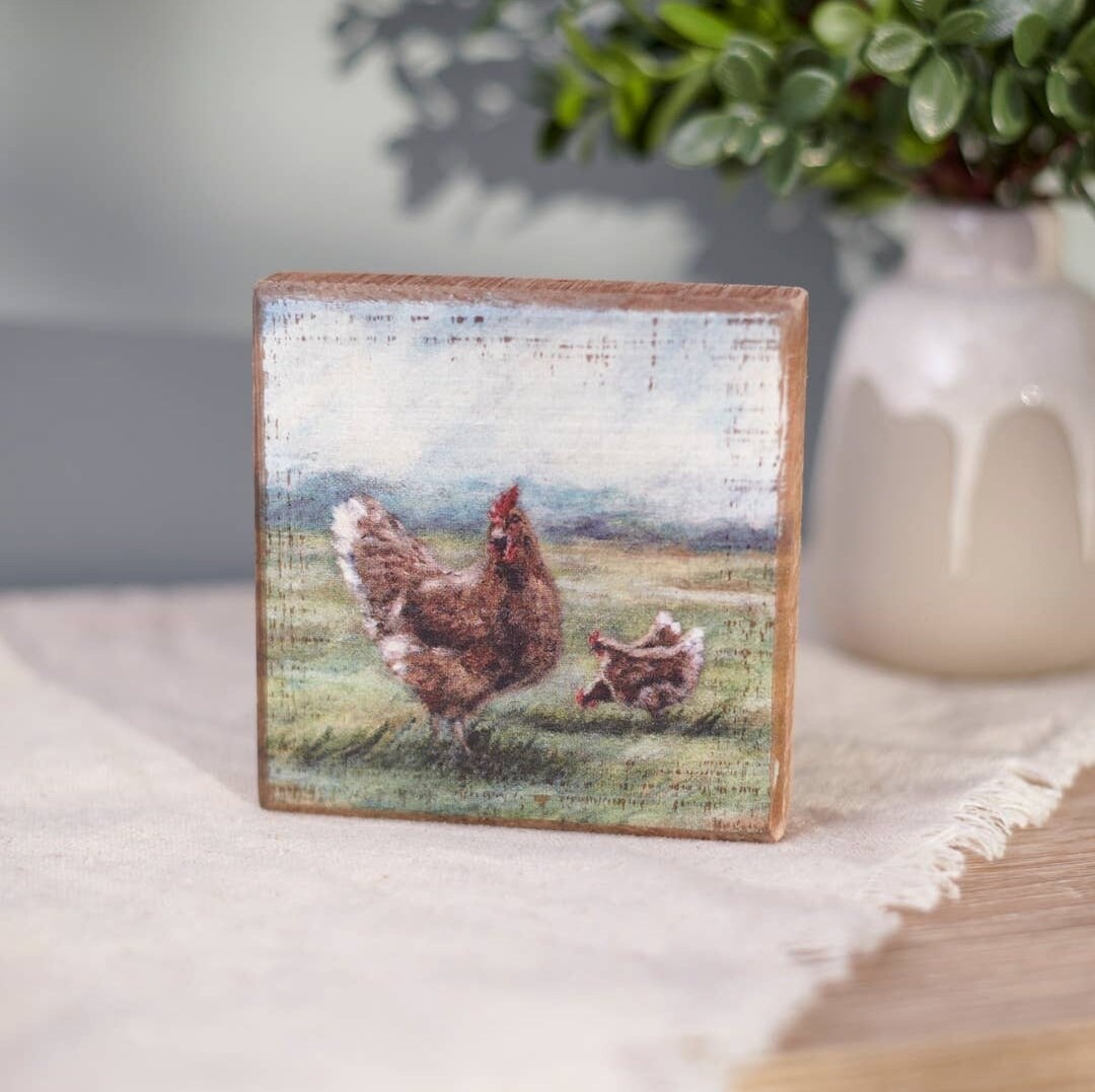 Hand-painted Chicken Block Sign From Farmhouse Collection Rustic Home ...