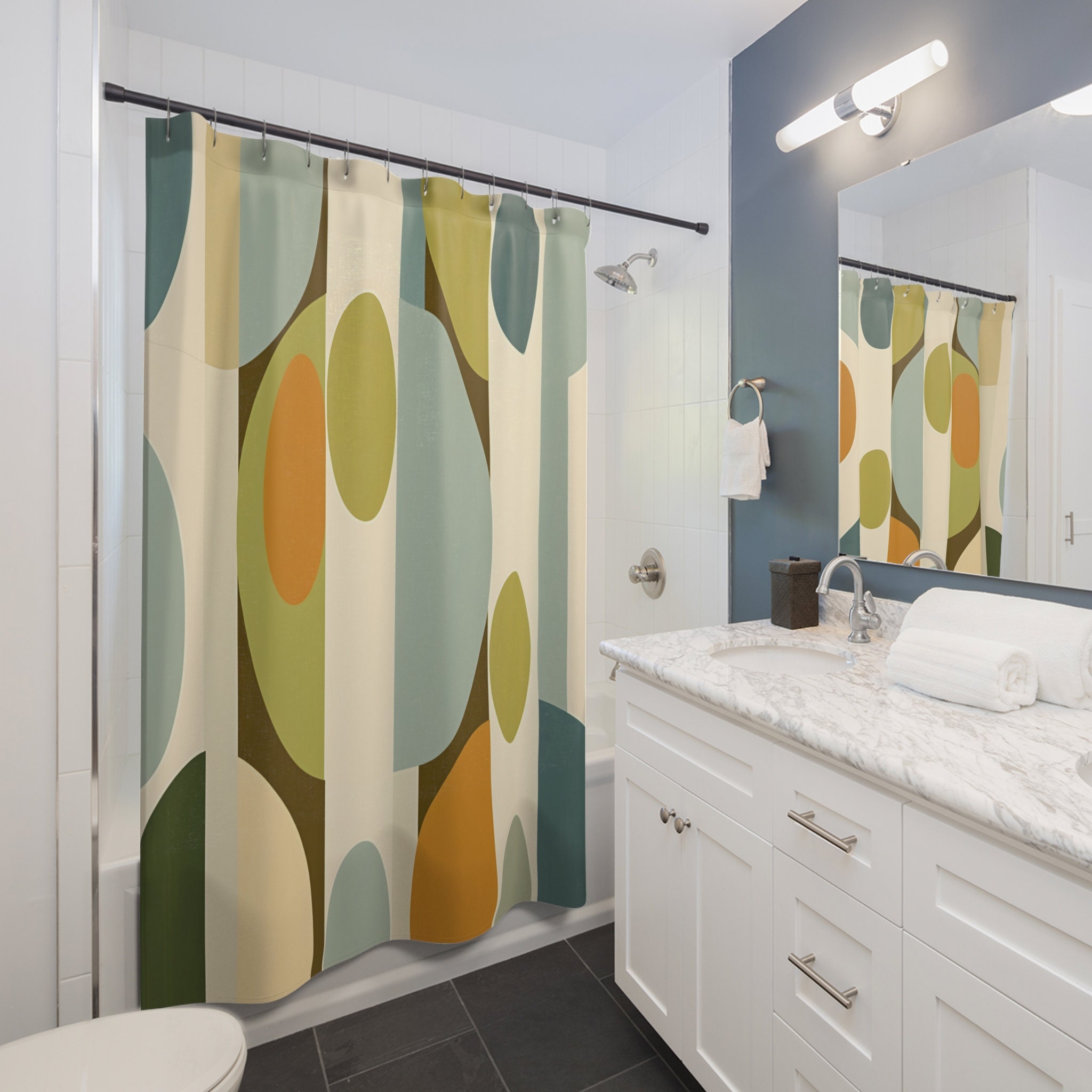 Midcentury Modern Shower Curtain, Aesthetic Shower Curtain, Shower ...