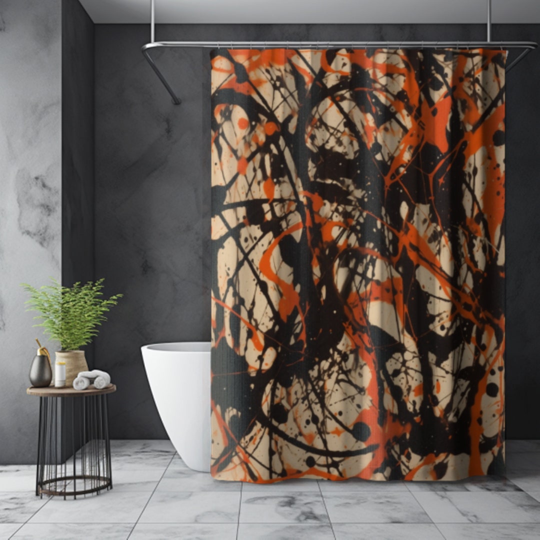 Abstract Shower Curtain, Aesthetic Shower Curtain, Shower Curtain Retro ...