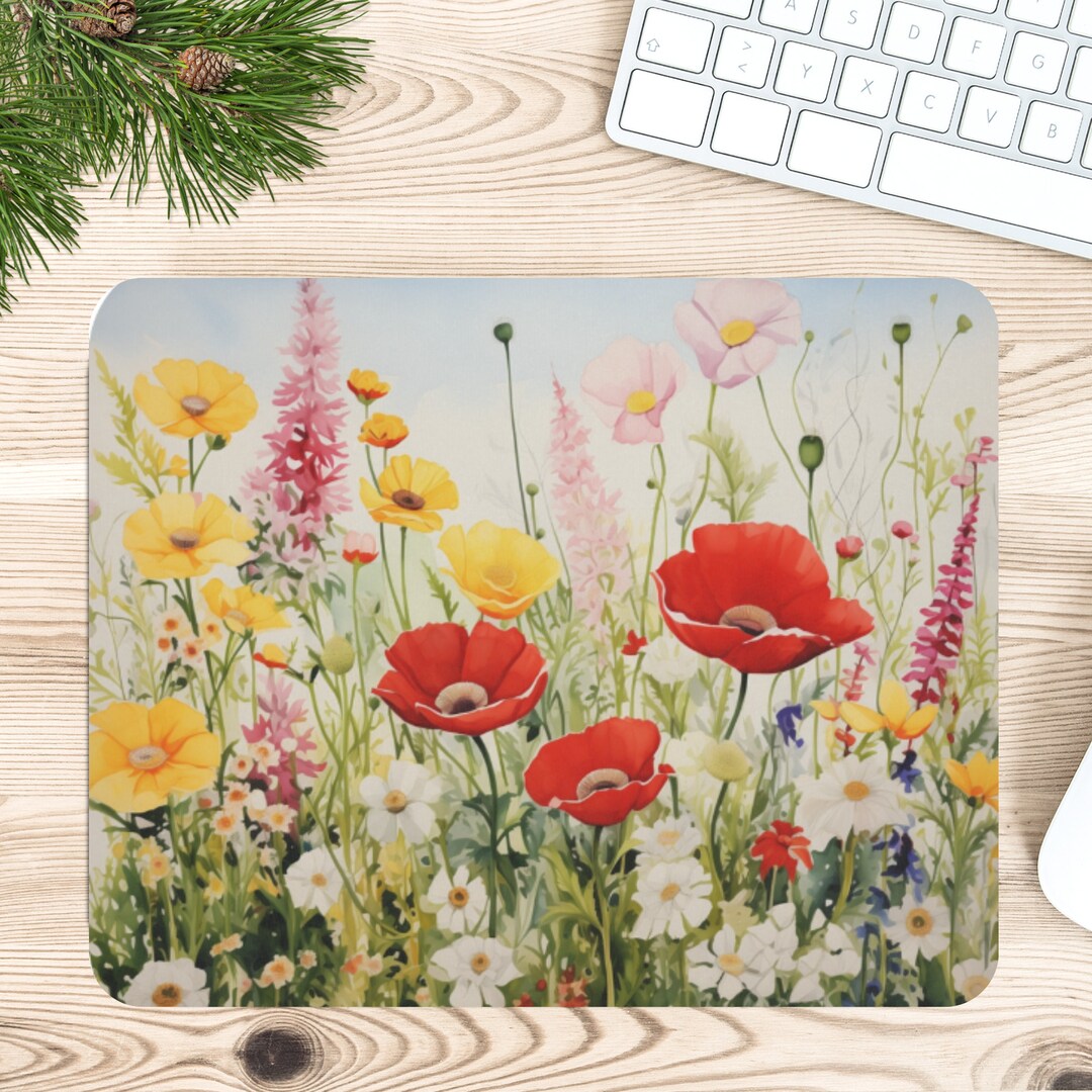 Wildflower Mouse Pad, Cottagecore Mouse Pad, Wildflower Desk Decor ...