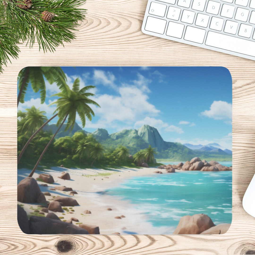 Tropical Beach Mouse Pad, Ocean Art Mouse Pad, Desk Office and ...