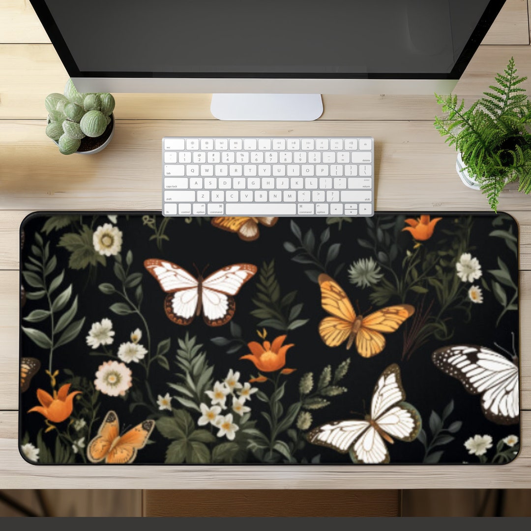 Cottagecore Desk Mat, Floral Butterfly Desk Decor, Botanical Mouse Pad ...