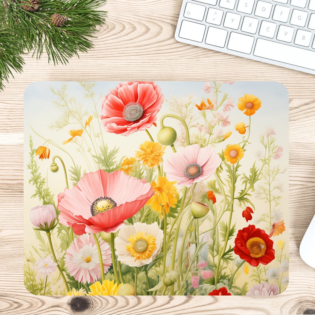 Wildflower Mouse Pad, Cottagecore Mouse Pad, Floral Desk Mouse Pad 9 X ...