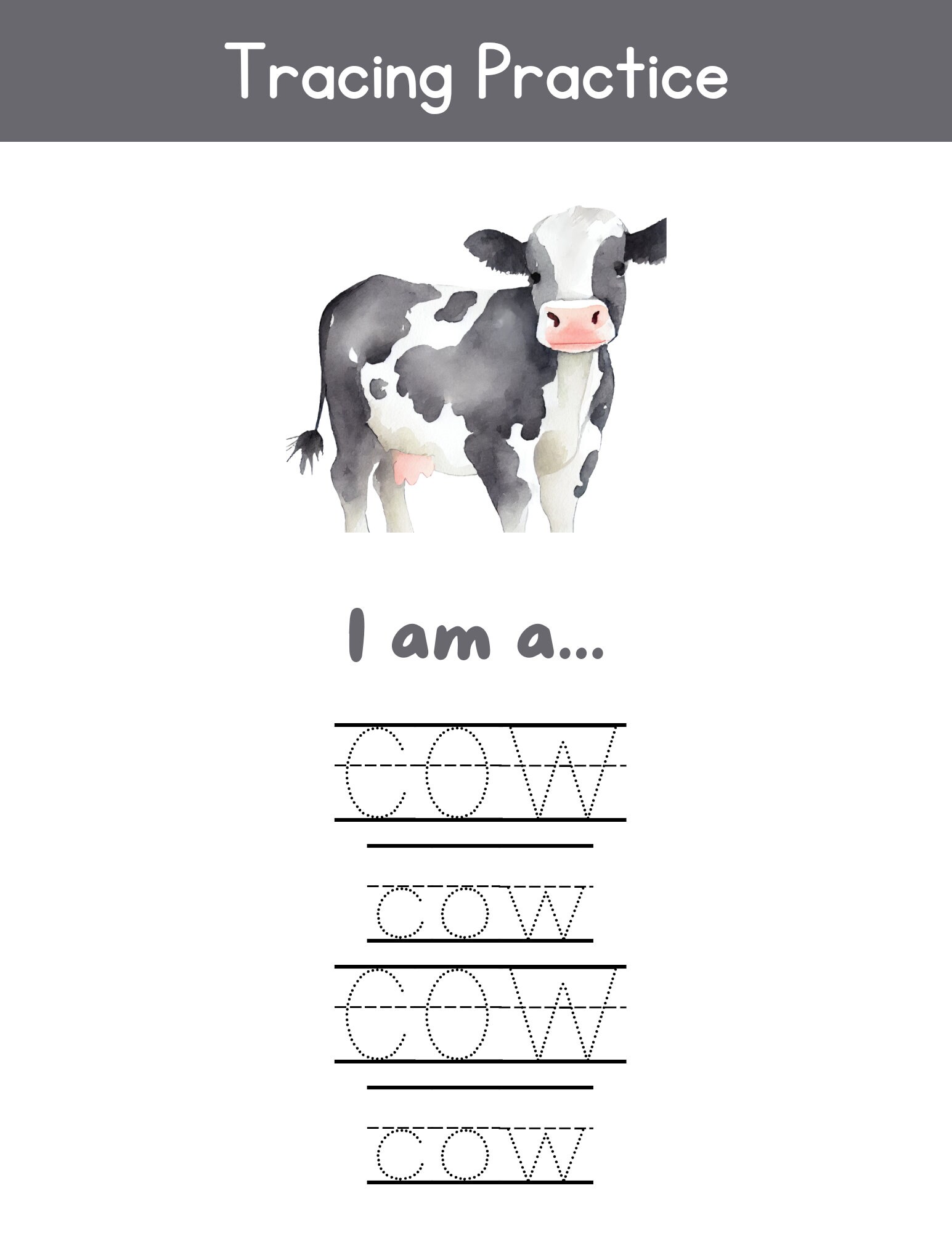 6 Printable Farm Tracing Practice Sheets - Etsy