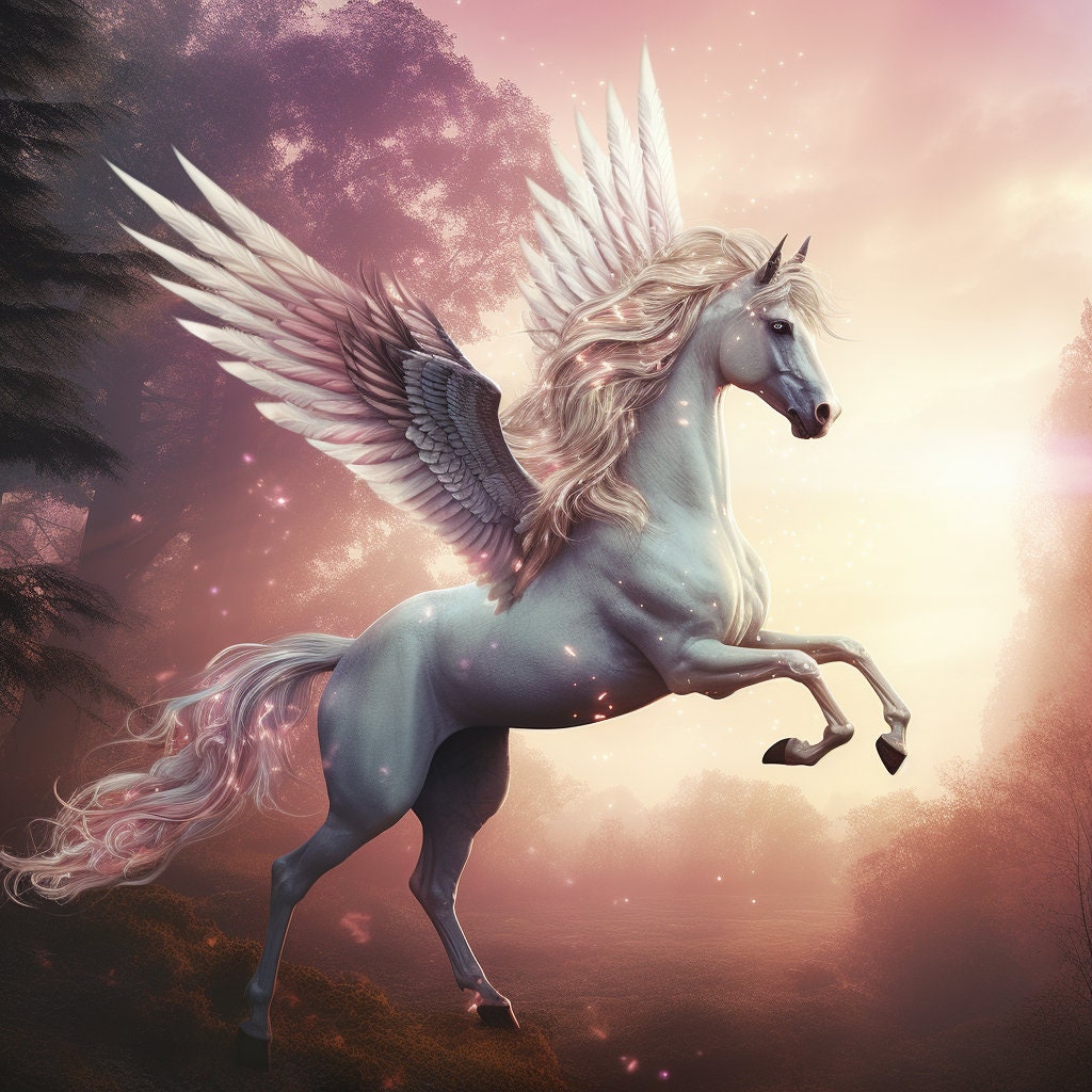 Flight of Fantasia: Magical Flying Horse Digital Art Print" - Etsy