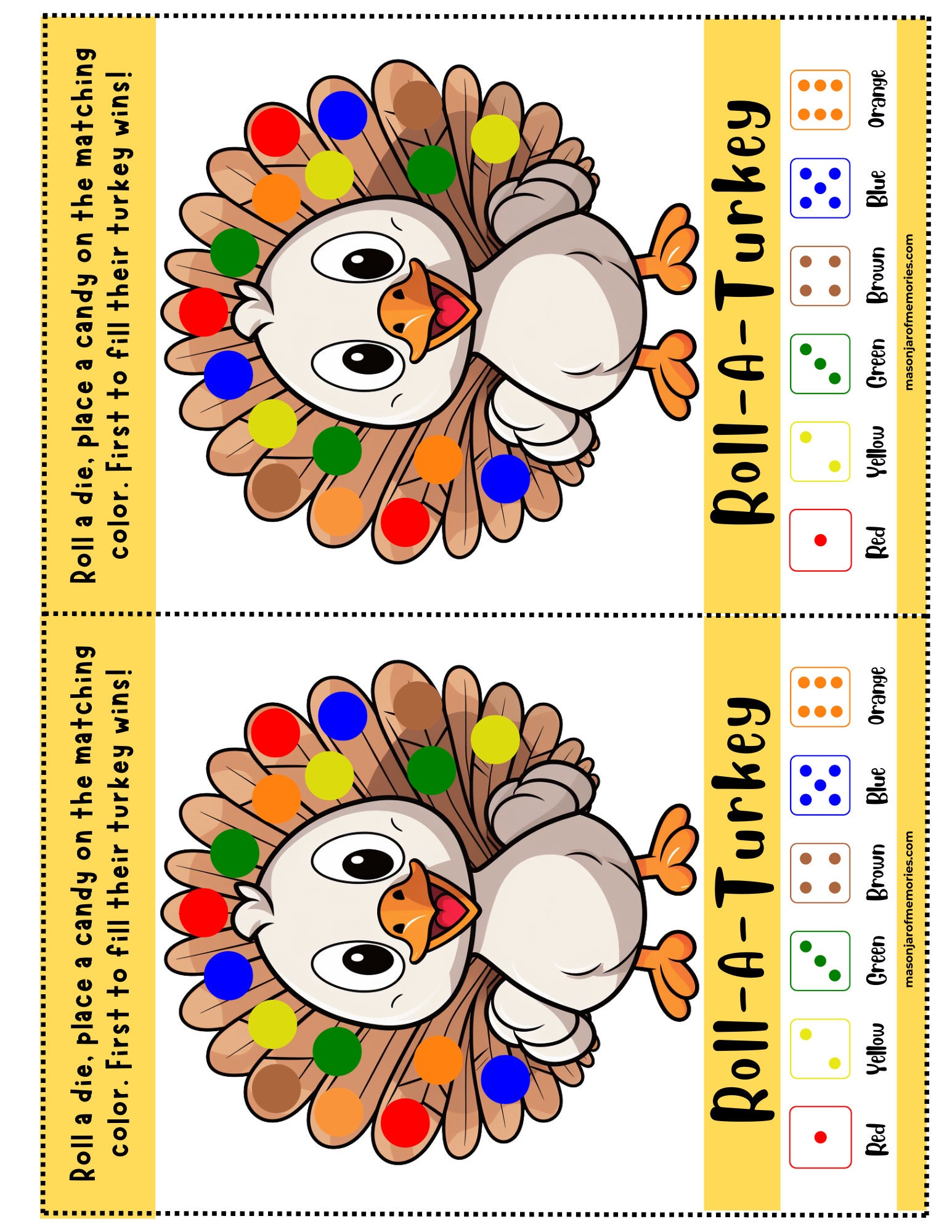 Thanksgiving Activities, Roll-a-turkey, Thanksgiving Math Activity for ...