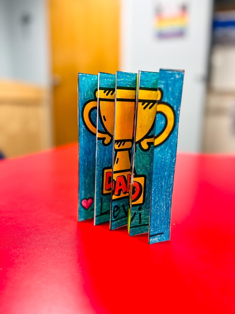 3D Father’s Day Card Printable | Visual Illusion Coloring Craft for ...