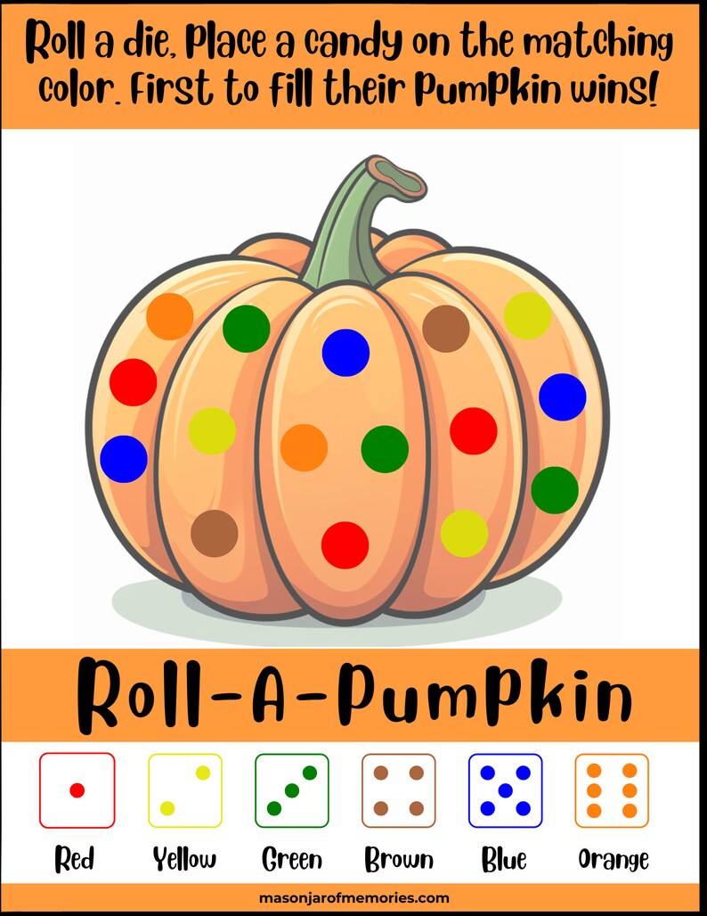 Roll-a-pumpkin Math Game Printable | Halloween & Fall Dice Activity PDF ...