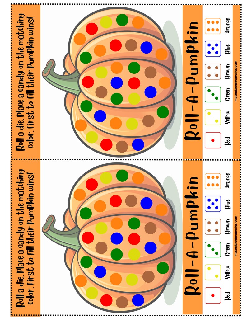 Roll-a-pumpkin Math Game Printable | Halloween & Fall Dice Activity PDF ...