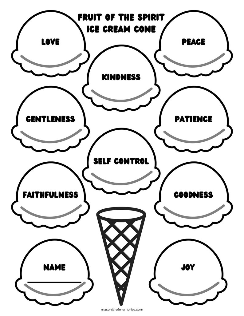 Fruits of the Spirit Bible Lesson Printable – Ice Cream Cone Craft for ...