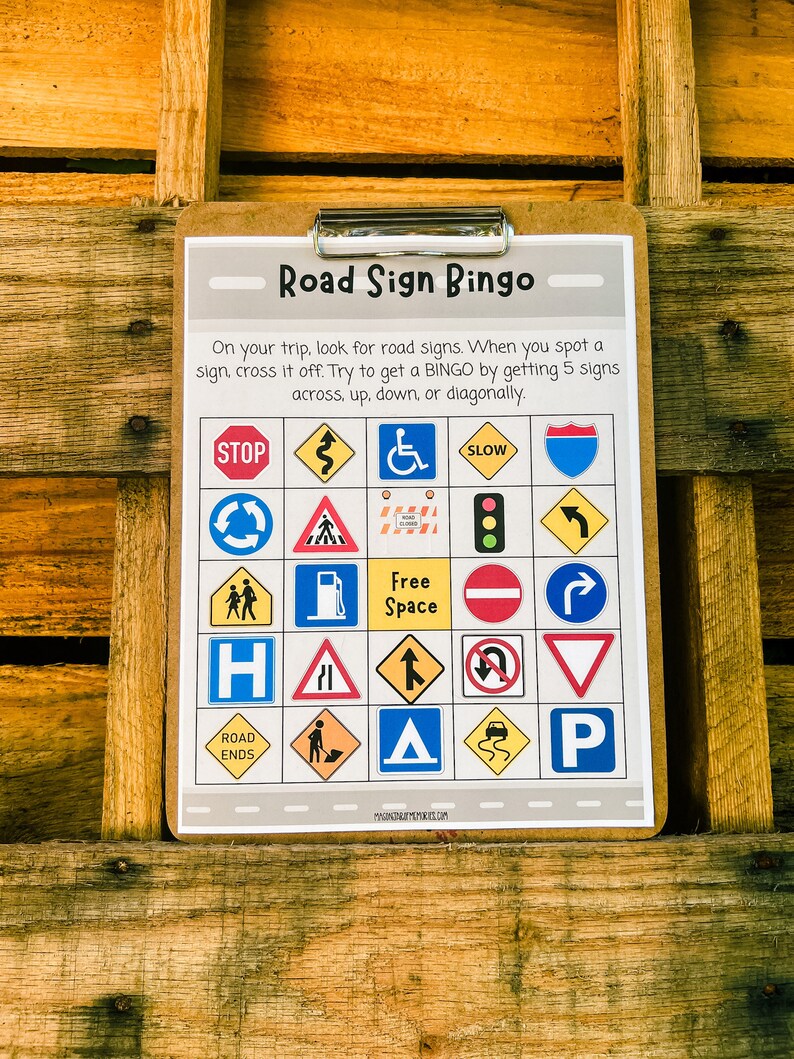 Car Games, Road Sign Bingo, Road Trip, Travel Games, Fun Road Trip ...