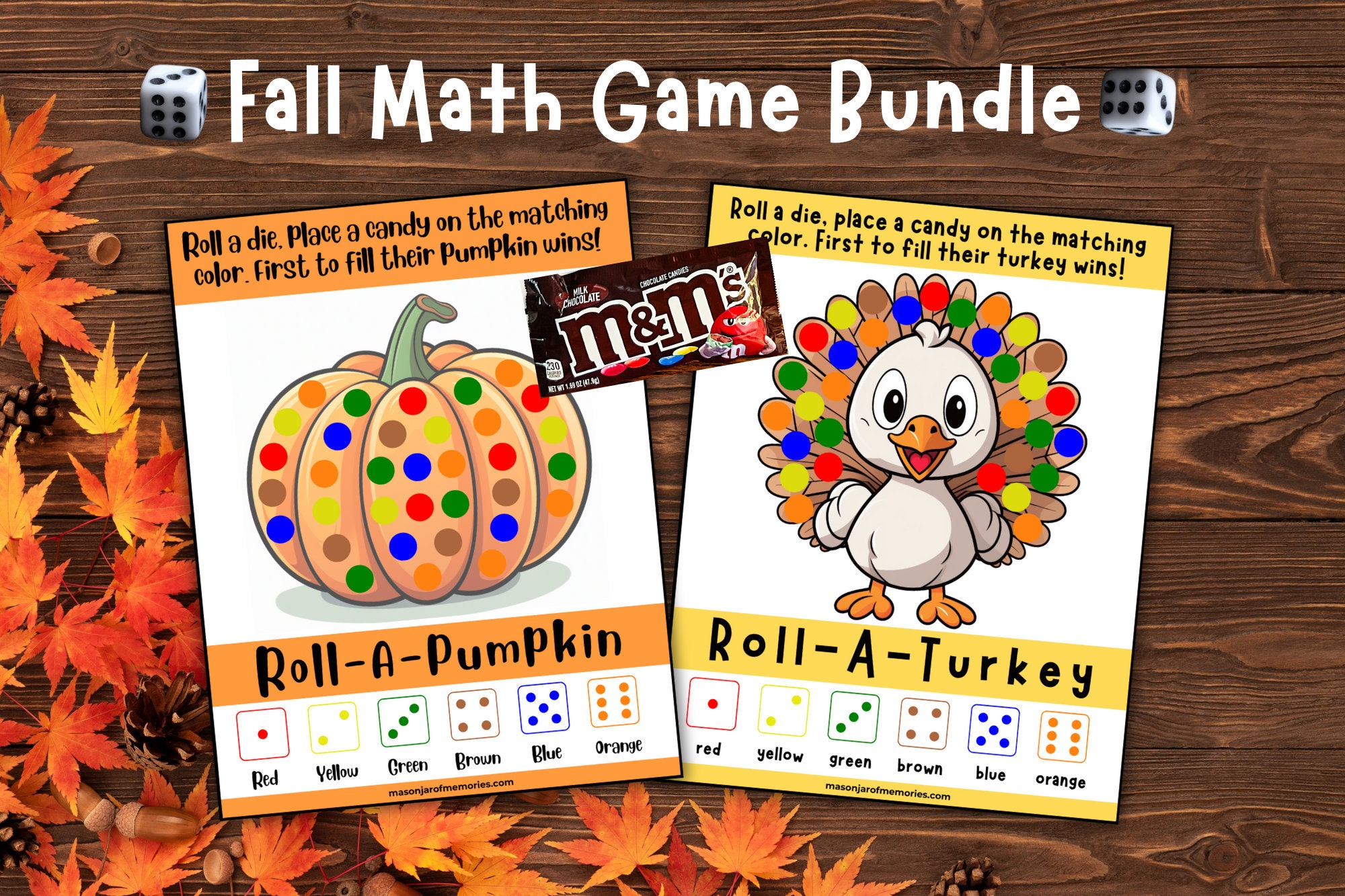 Math Fall Activities for Preschoolers, Fall Math Games, Roll-a-turkey ...