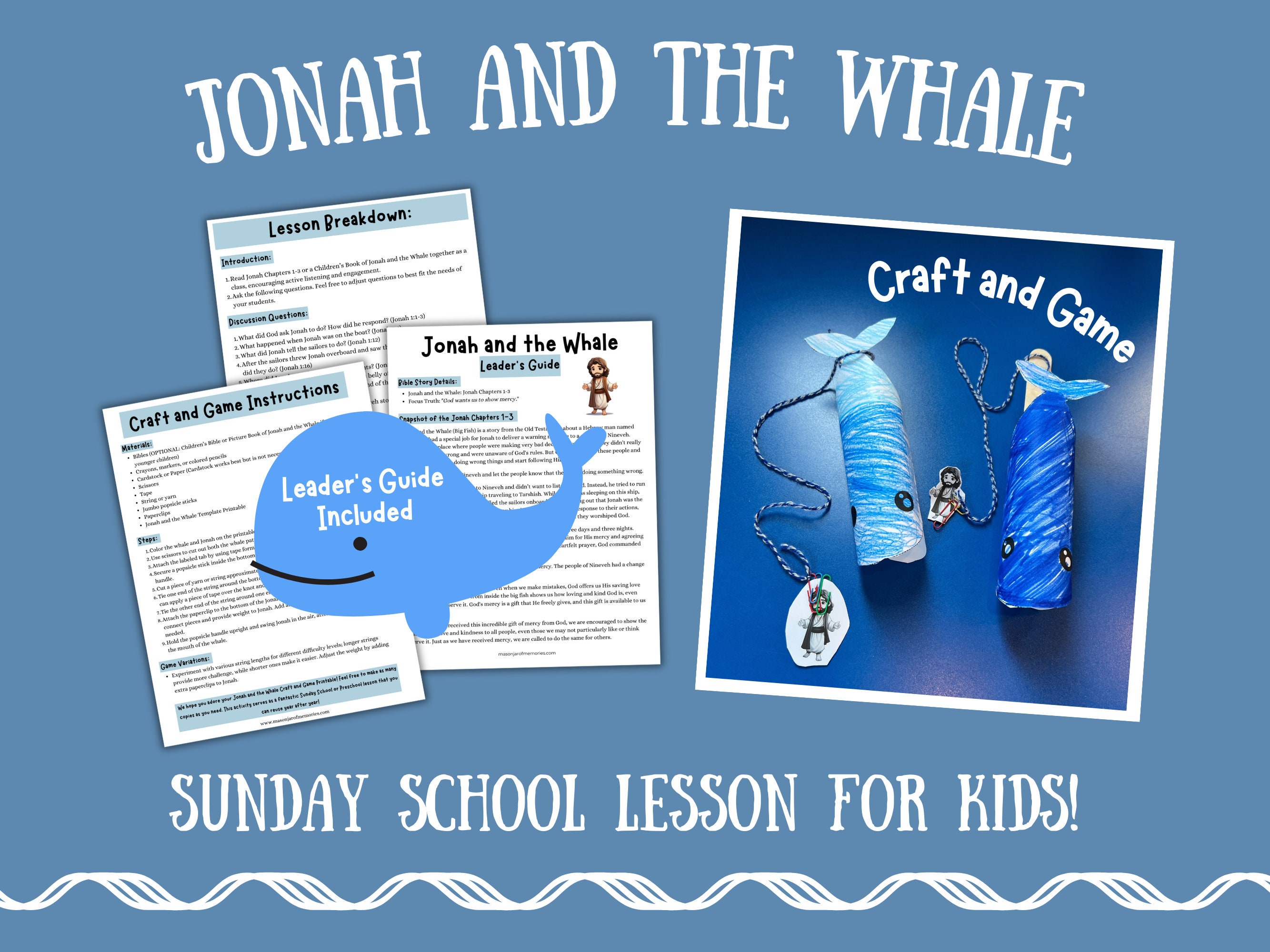 Jonah and the Whale Craft & Game: Sunday School Activity (printable) - Etsy