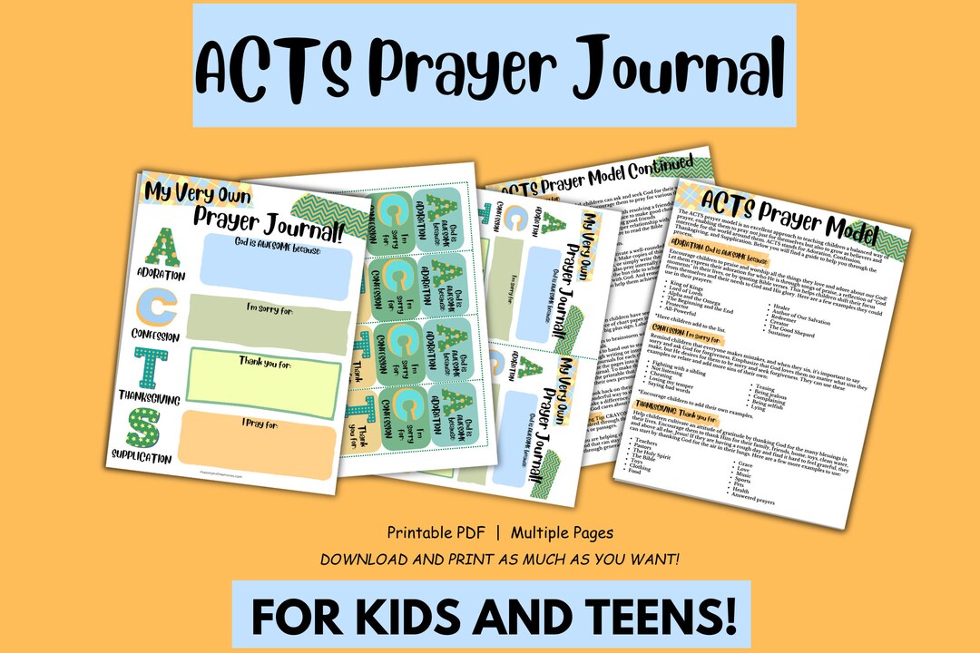 ACTS Prayer Journal for Kids: Sunday School Printable (PDF) - Etsy