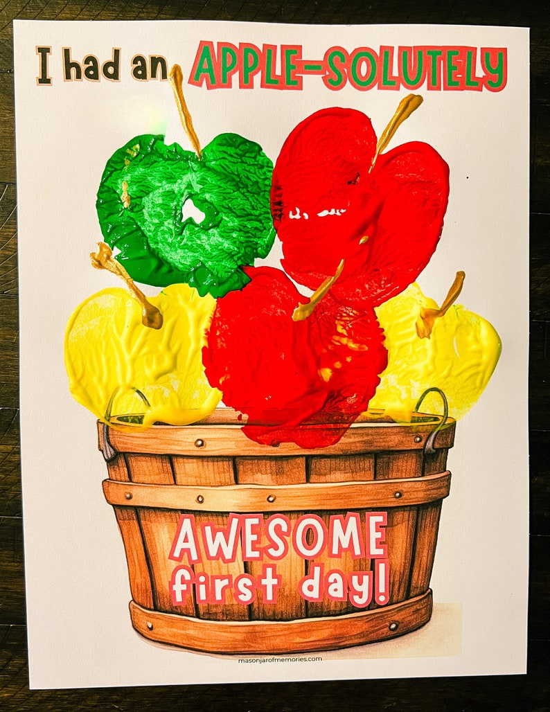 First Day of Preschool Activity, Apple Stamping Craft, Apple Handprint ...