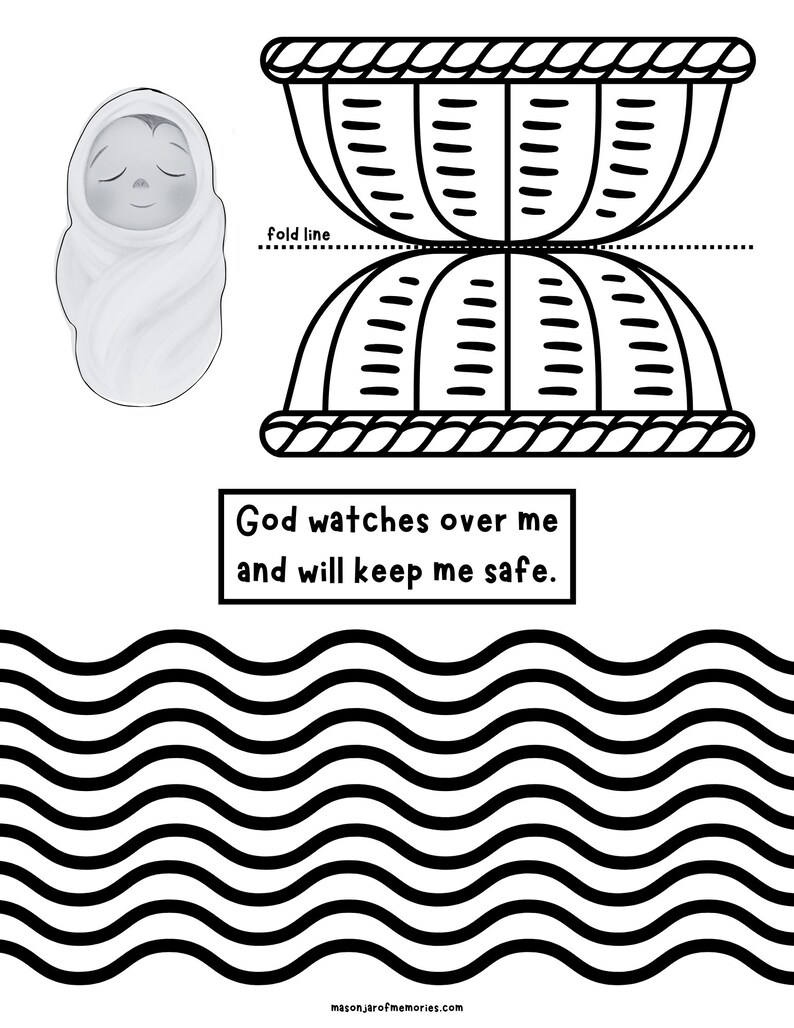 Baby Moses Printable Craft – Bible Story Sunday School Activity & Kids ...