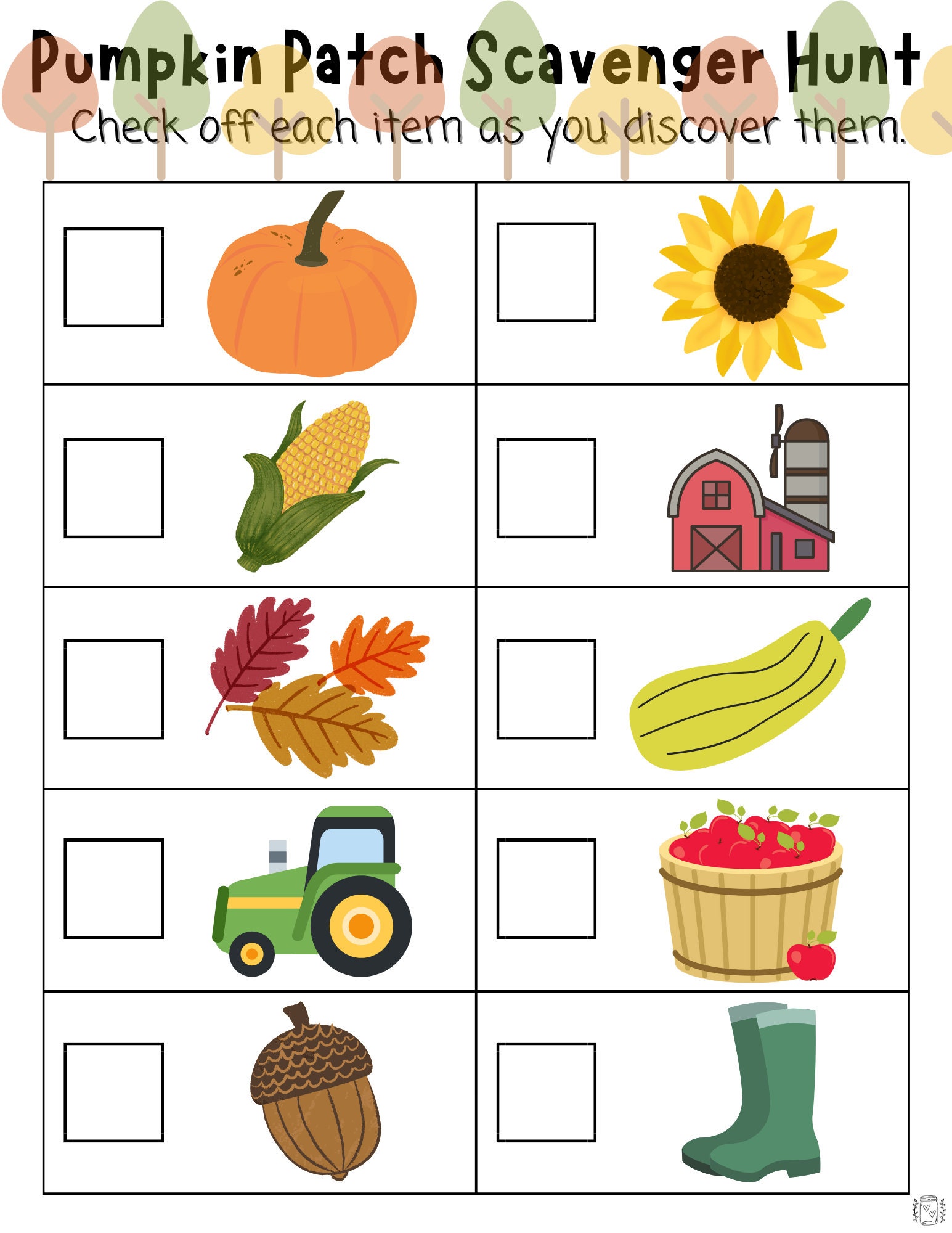 Pumpkin Patch Scavenger Hunt Printable | Fall Outdoor Kids Activity PDF ...