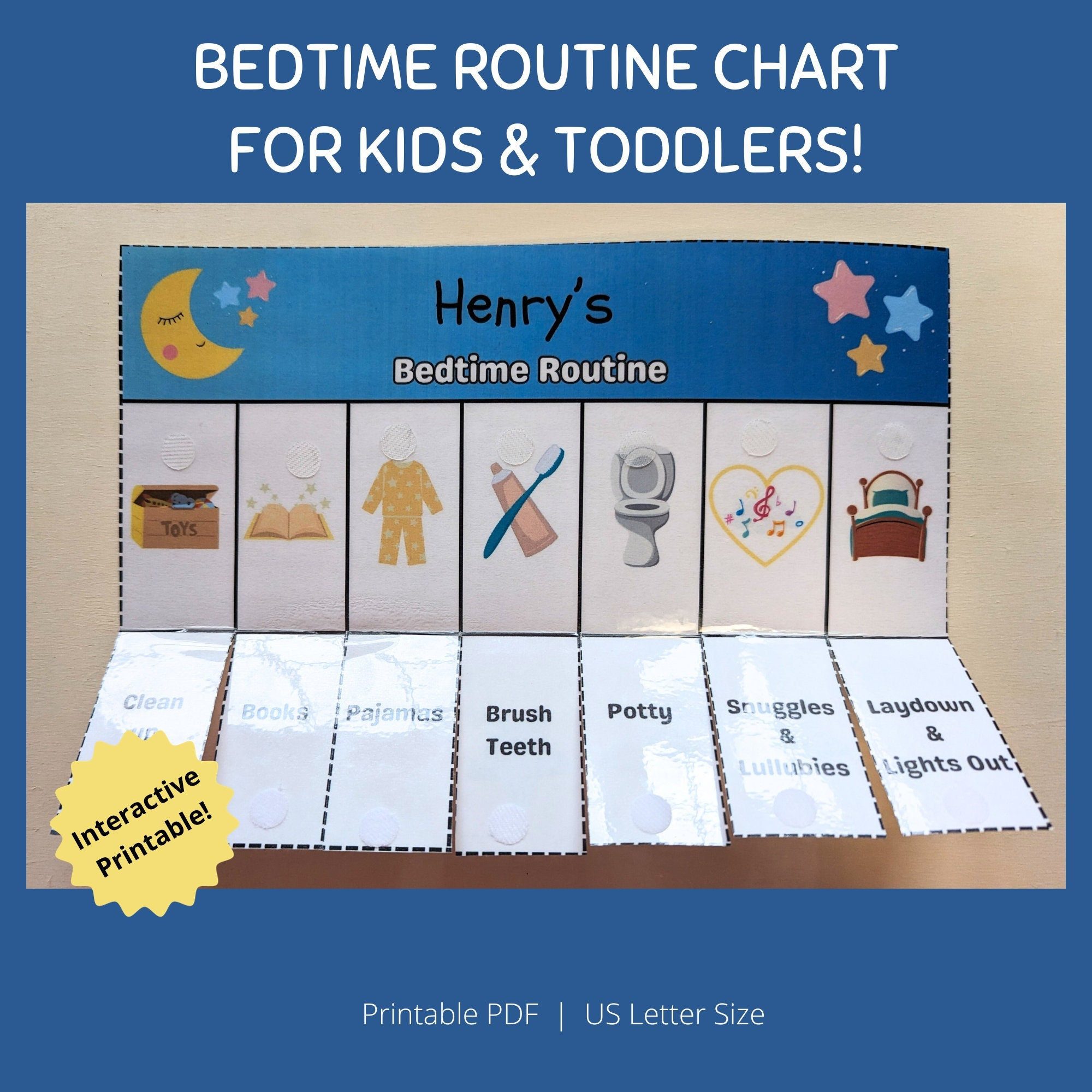 Printable Bedtime Routine Chart for Kids, Toddler Daily Checklist, Kids Daily Checklist, Flip ...