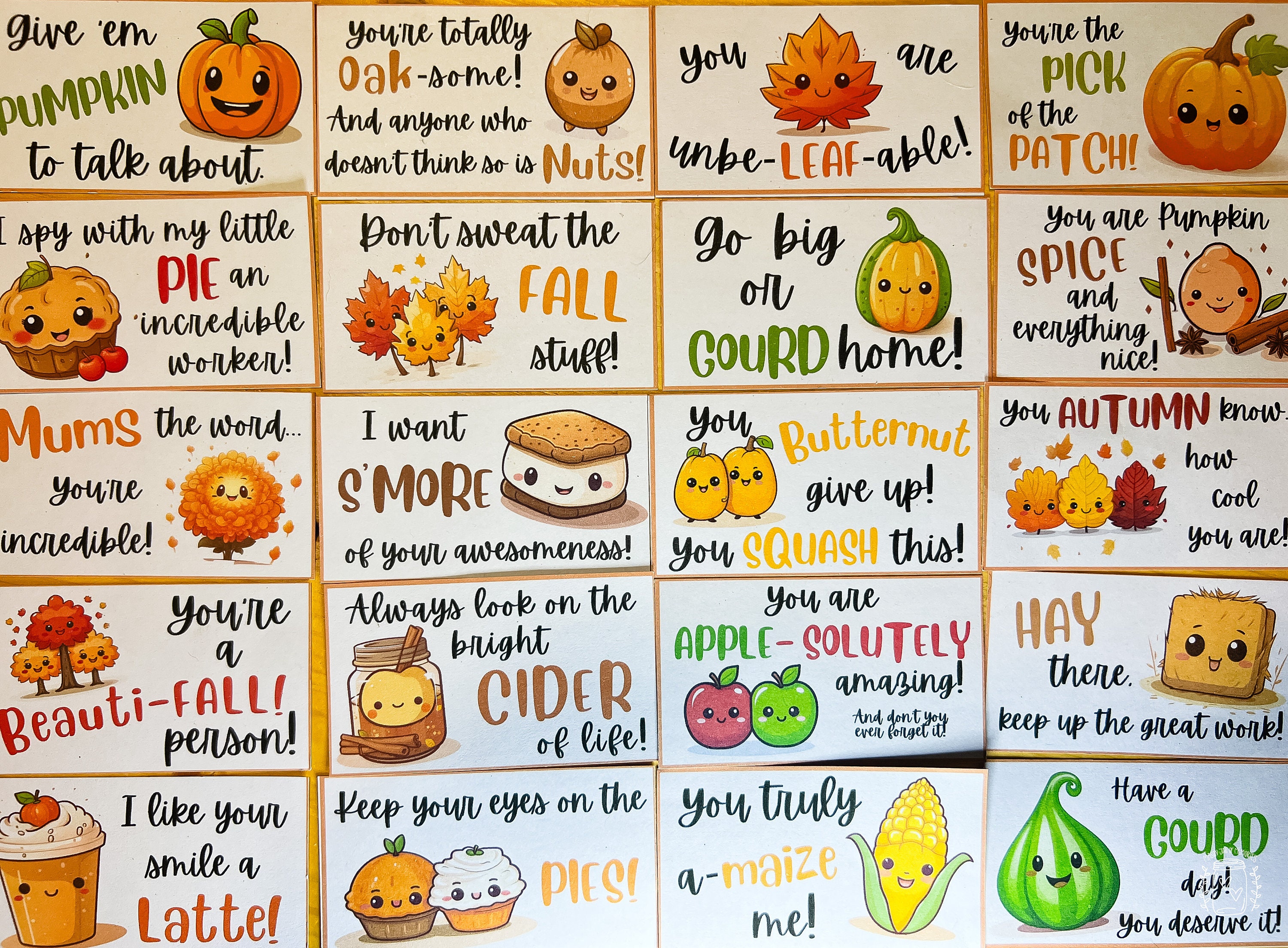Fall Puns, Compliment Cards for Fall, Moral Booster Idea for Schools ...