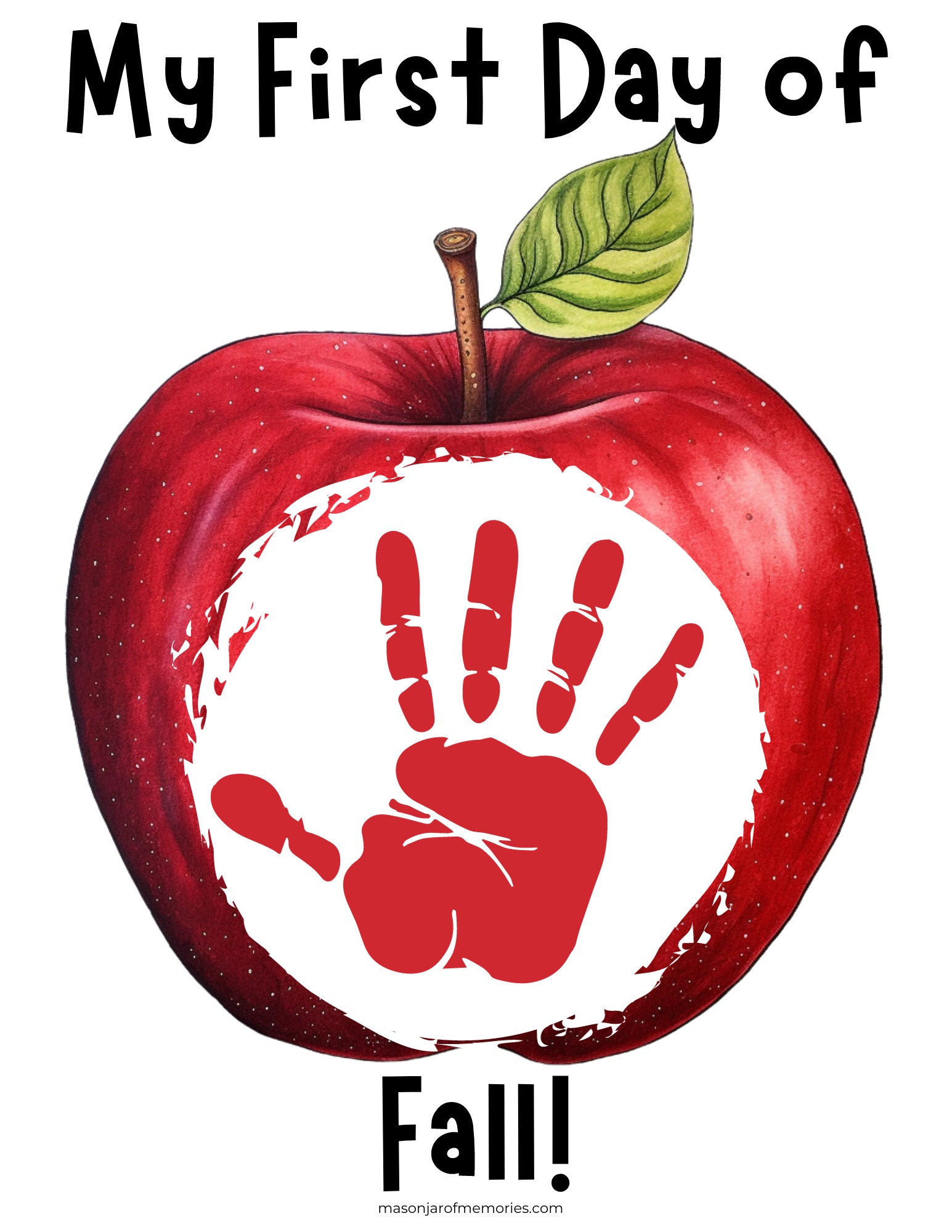 Fall Apple Stamping & Handprint Craft Printable | Preschool Apple Art ...
